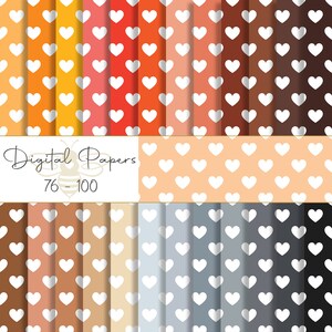 101 Heart White Digital Paper Pack, Instant Downloads Seamless ...