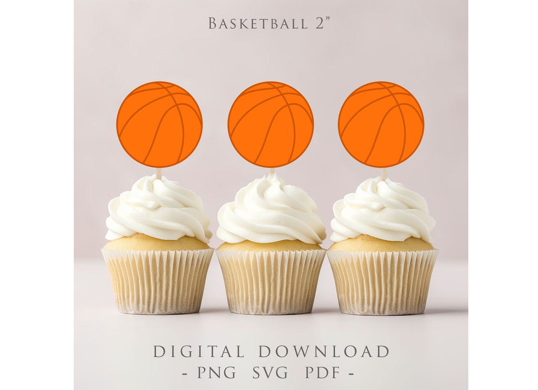 Basketball Cupcake Topper Digital Download Printable Birthday Party ...