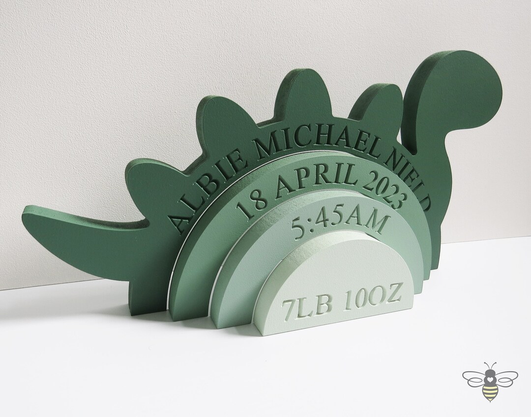 Engraved Dinosaur Rainbow Stacker Personalised Wooden Montessori ...
