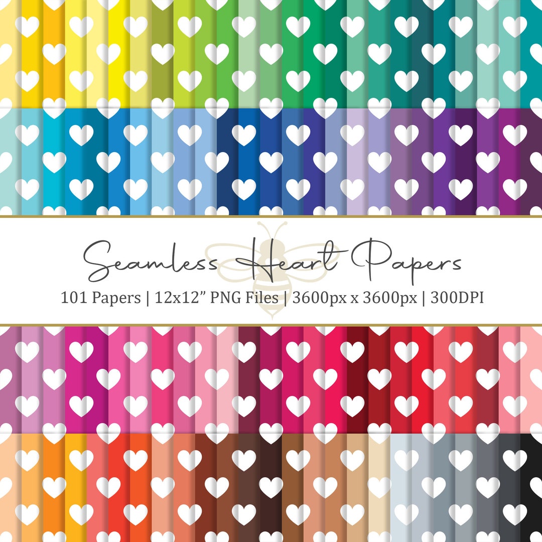 101 Heart White Digital Paper Pack, Instant Downloads Seamless ...