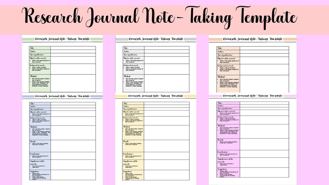 Research Journal Note-taking Template| Printable Note-taking Template ...