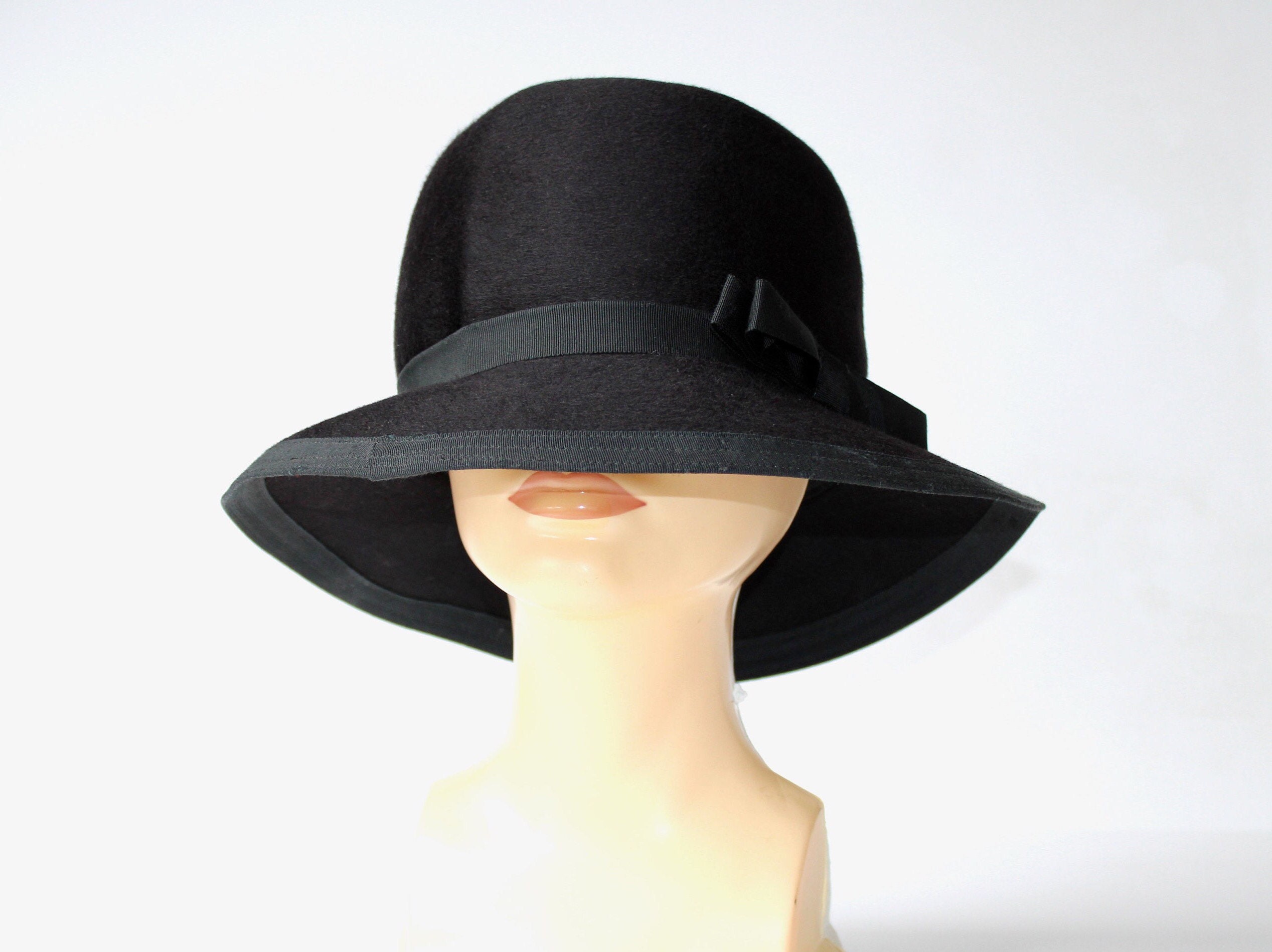 1950s Henry Pollak Felted Wool Wide Brim Hat - 50s Vintage Ladies ...