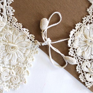 Edwardian Handmade Irish Clones Lace Collar Antique 1900s White Cotton ...