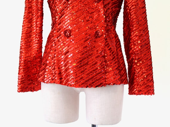 1960s Malcom Star Designer Red Sequin Double Breasted… - Gem