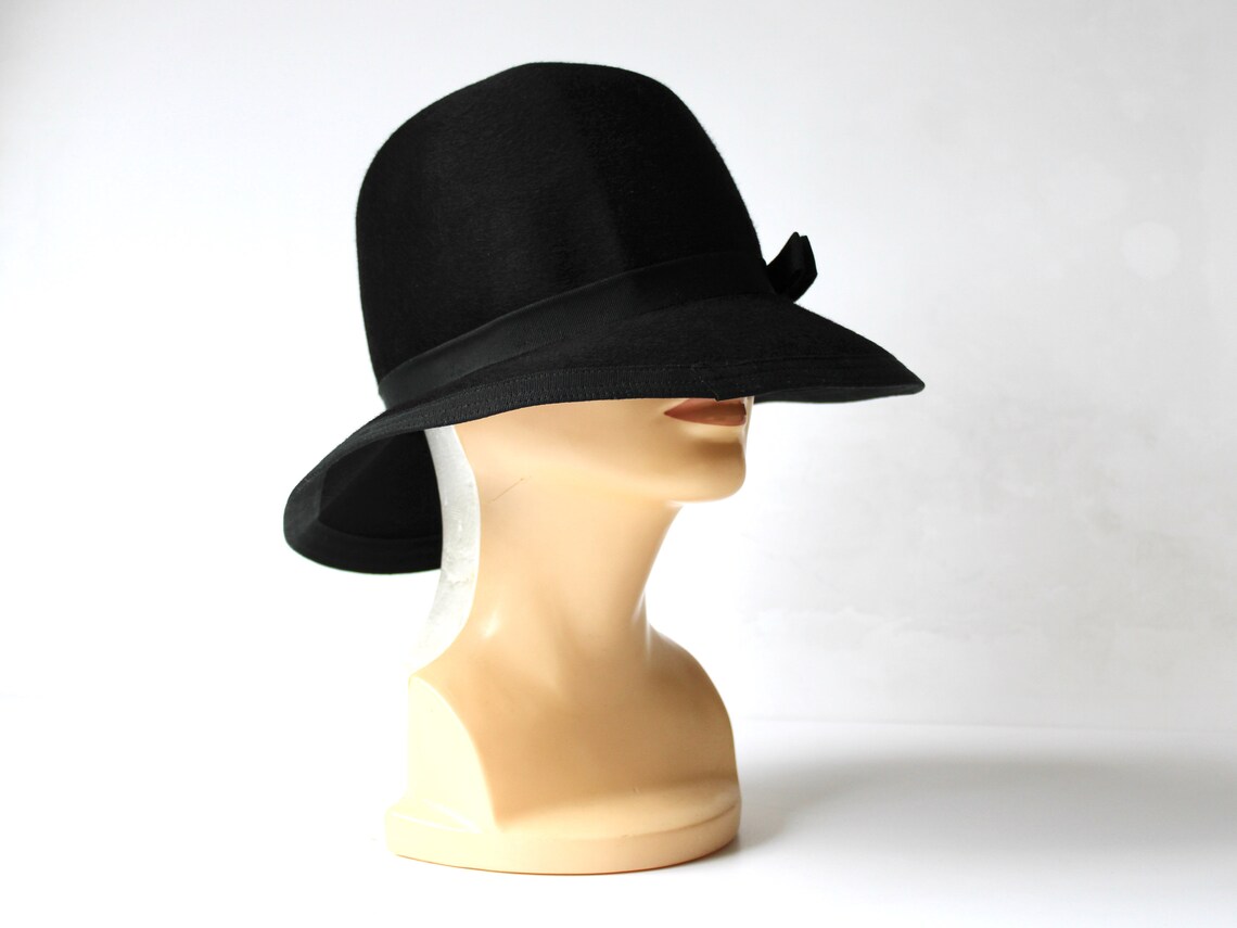 1950s Henry Pollak Felted Wool Wide Brim Hat - 50s Vintage Ladies ...