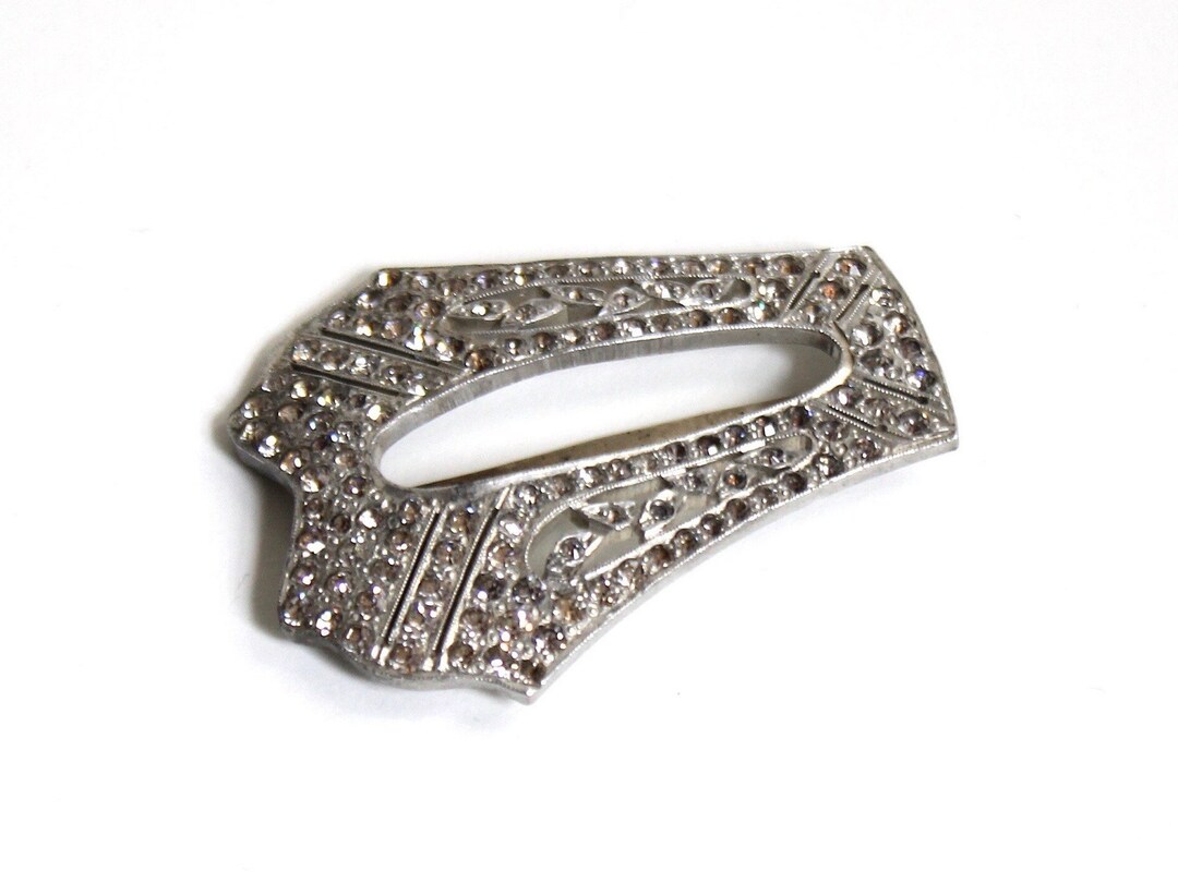 1934 Nov-e-line Crystal Paste Stone Silver Metal Buckle Art - Etsy