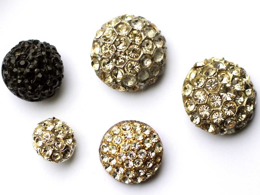 Antique and Vintage Glass Stone Dome Buttons - Gold Silver and Black ...
