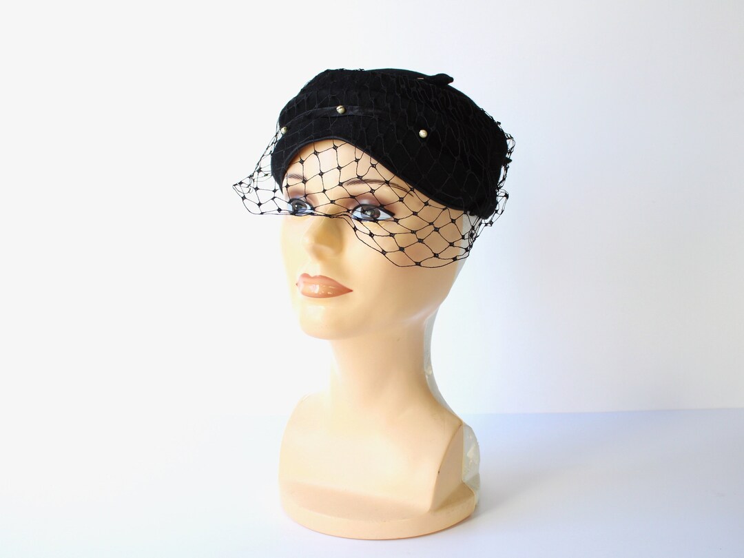 1930s Veiled Cashmere Calot Hat: Vintage Wool Dress Hat, Harold’s ...