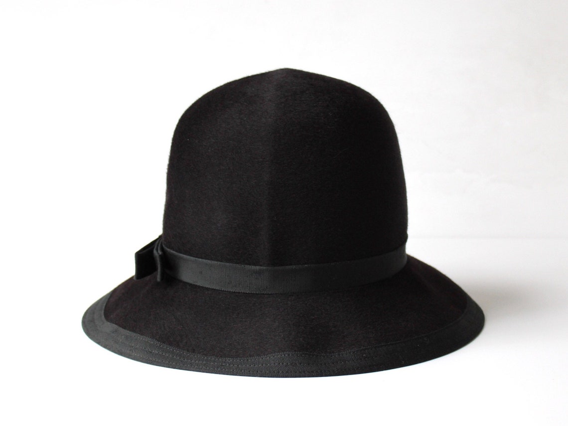1950s Henry Pollak Felted Wool Wide Brim Hat - 50s Vintage Ladies ...