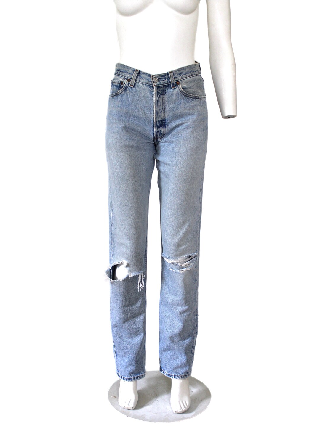 Levi's Vintage 501s Distressed Knees Light Wash Early 1990s - 28” X 33. ...