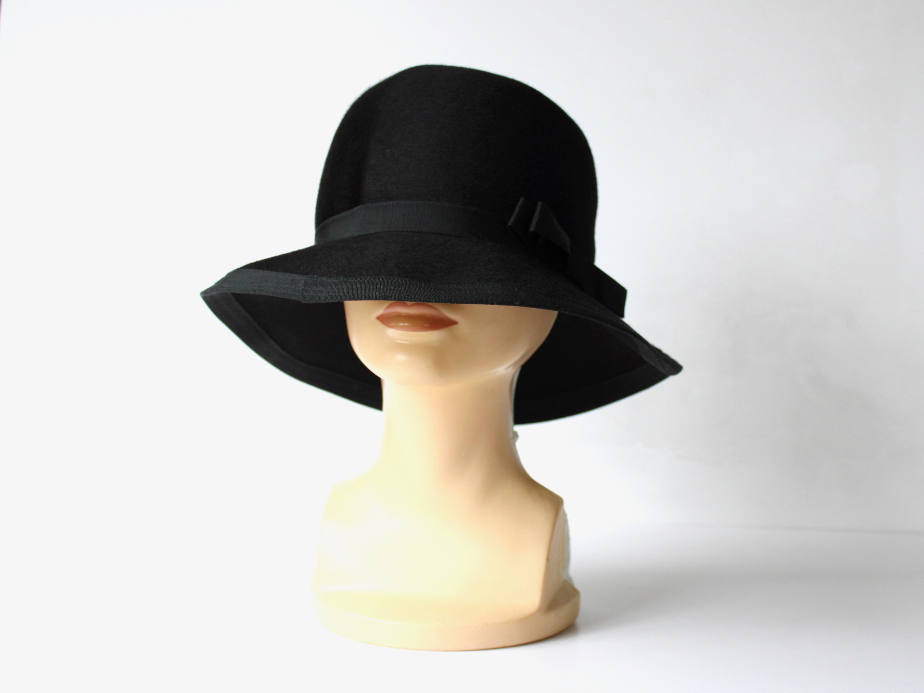 1950s Henry Pollak Felted Wool Wide Brim Hat - 50s Vintage Ladies ...