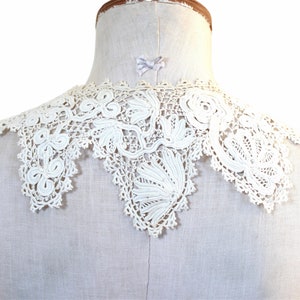 Edwardian Handmade Irish Clones Lace Collar Antique 1900s White Cotton ...