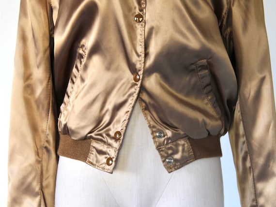 1980s KMEL 106 FM Gold Satin Embroidered Bomber Jacke… - Gem