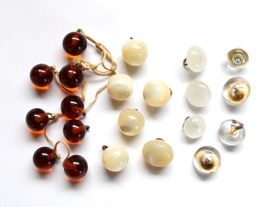 Antique Blown Glass Waistcoat Charmstring Buttons - Lampwork Clear ...