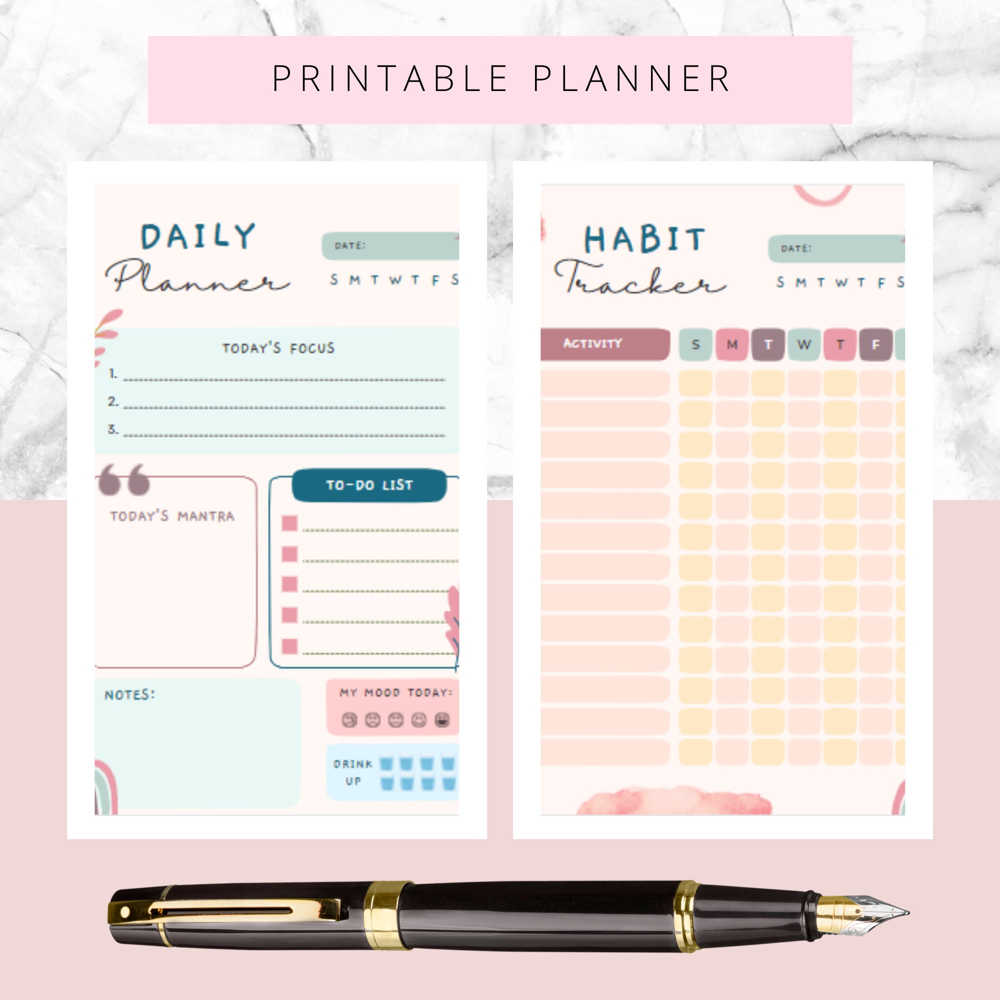 Printable Daily, Weekly, Monthly Planner, Habit Tracker, A4 Size ...