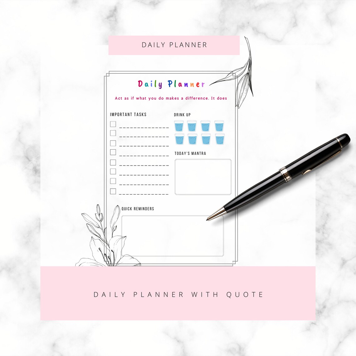 Printable Daily Planner With Quotes A4 Size Printable - Etsy