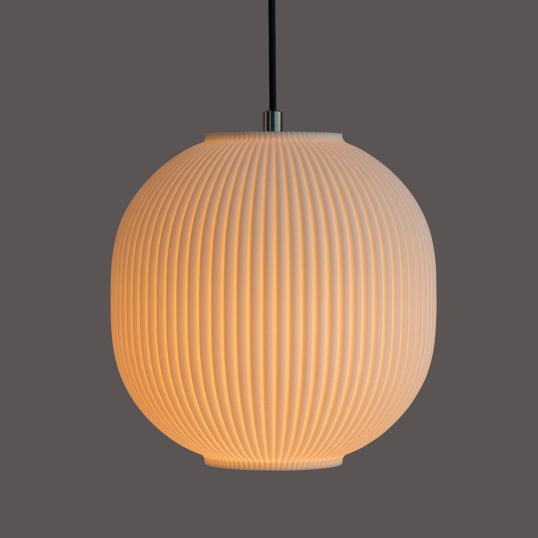 Ribbed Globe Pendant Lamp: Modern Plug-in Ceiling Light - Etsy UK