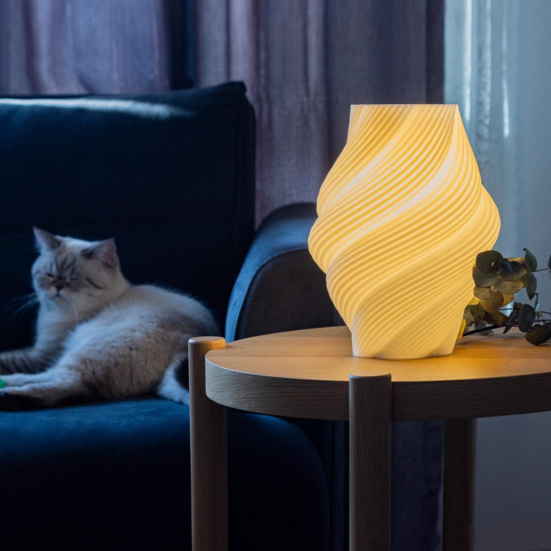 Modern Swirl Table Lamp "zena" With Soft Ambient Glow, Perfect for Cozy ...