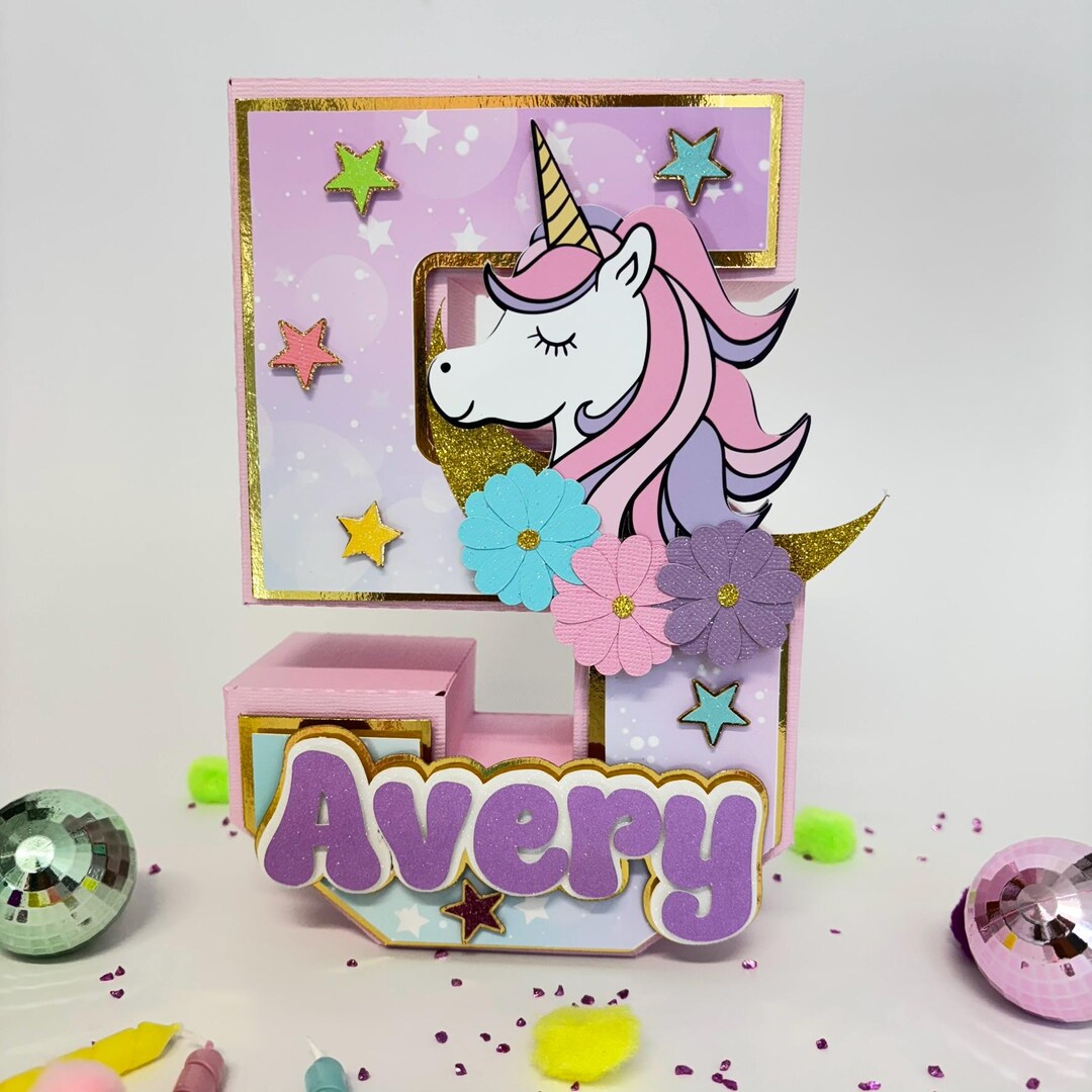 Unicorn Themed Custom 3D Number, Unicorn Party Decoration, Unicorn ...
