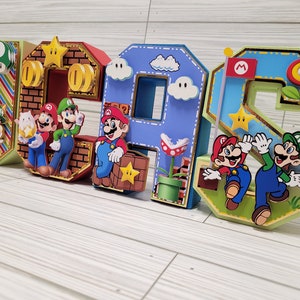 Mario 3D Letter Centerpiece: Super Mario Party Decoration - Etsy