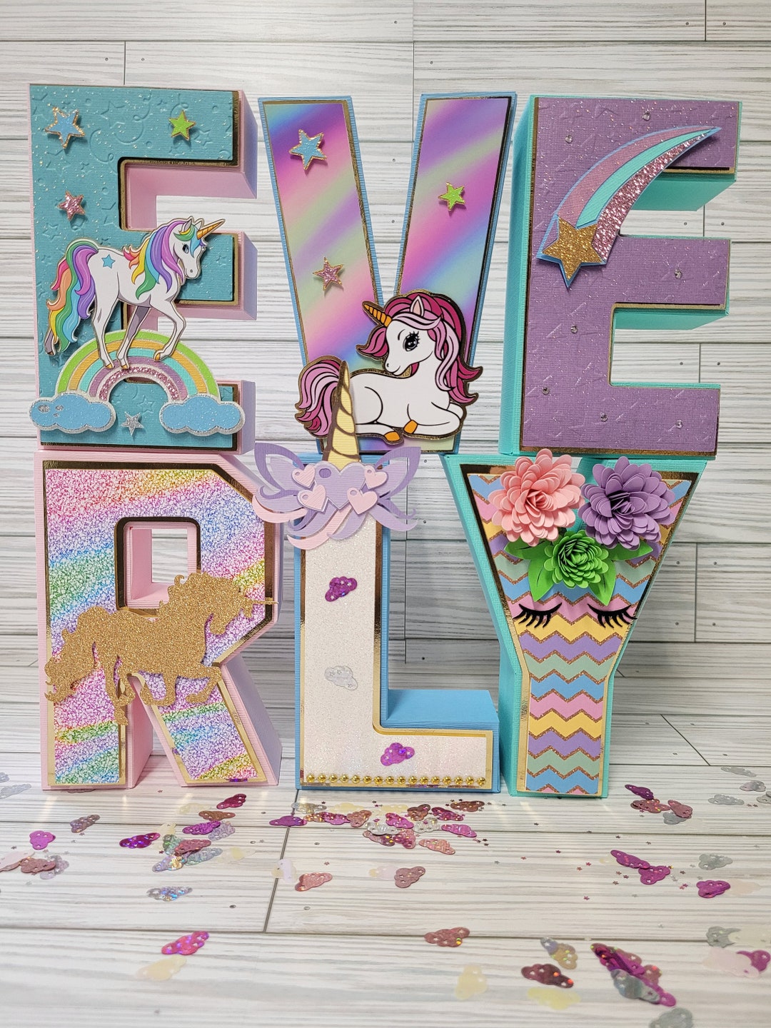 Unicorn 3D Letters, Unicorns Centerpiece, Unicorns Party Decoration ...