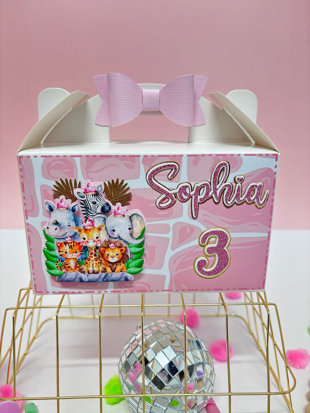 Safari Party Favor Boxes, Safari Birthday Decoration, Pink Safari Party ...