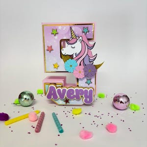 Unicorn Themed Custom 3D Number, Unicorn Party Decoration, Unicorn ...