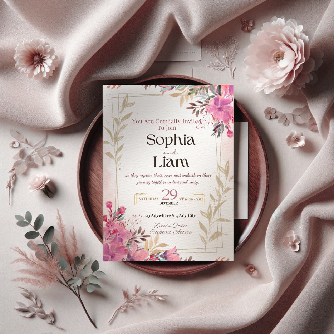 Editable Wedding Invitation Set, Floral Wedding Suite, Printable ...