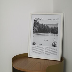 Oregon Black and White Digital Print, Vintage Wall Art, Travel Black ...