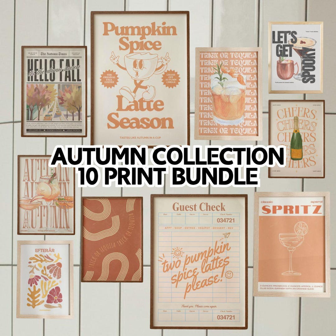 Trendy Autumn Art Print Bundle - Set of 10 Posters for Fall, Seasonal ...