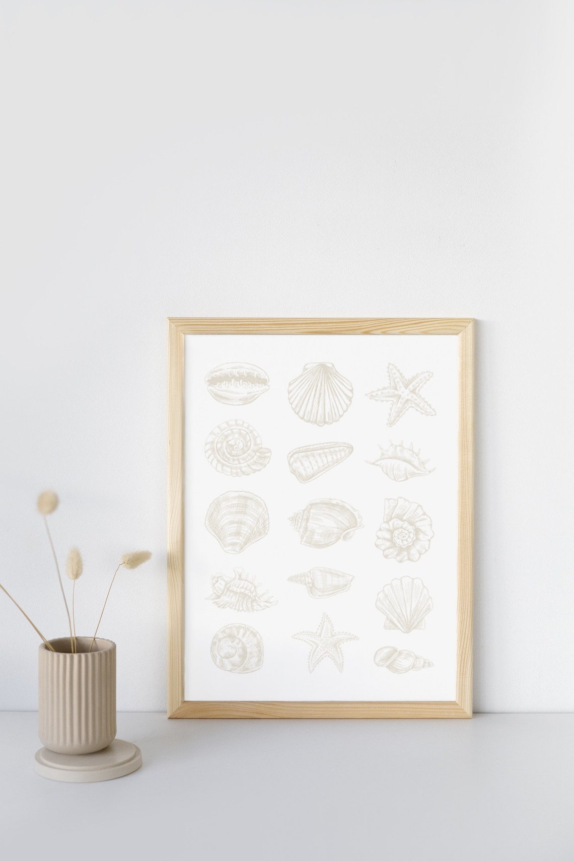 Coastal Beige Print Seashells Wall Art Beach House Decor - Etsy