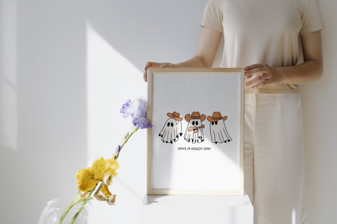 Cowboy Ghosts Print, Halloween Decor, Autumn, Fall Decor, Coastal ...