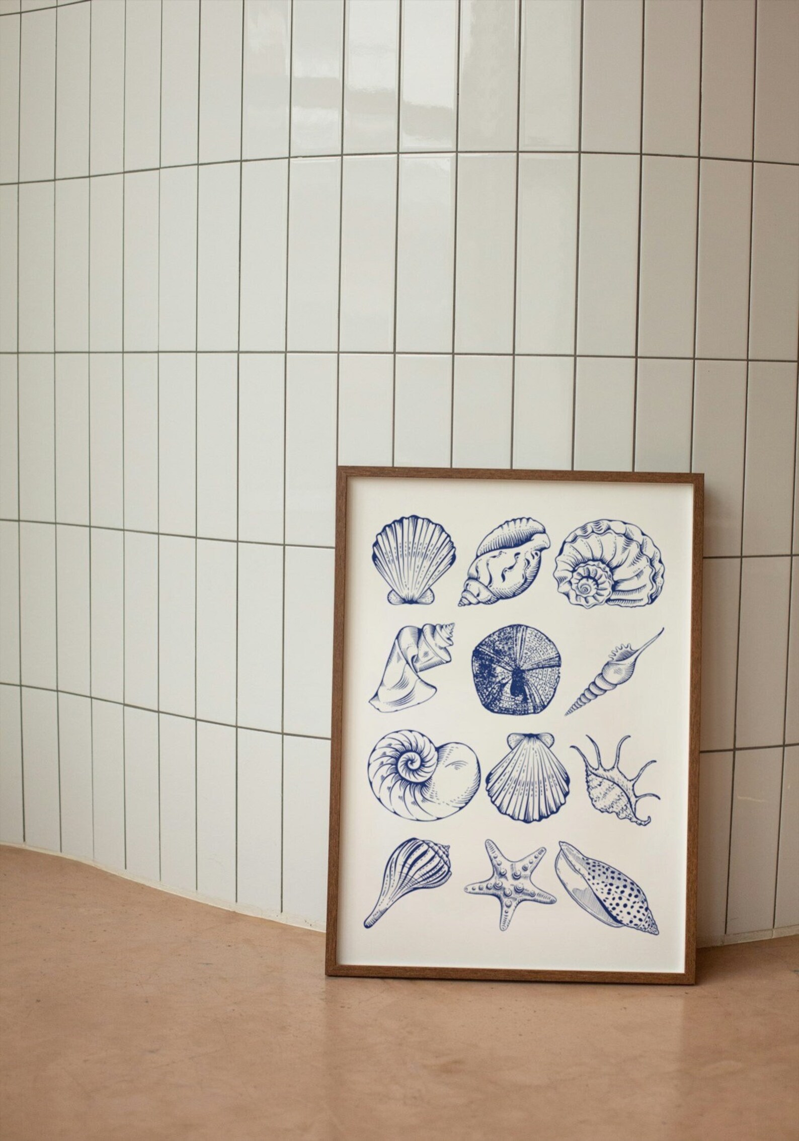 Seashells Coastal Wall Art in 3 Colors: Beach House Decor (digital ...