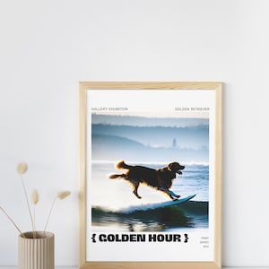 Dog Surfing Art Print: Retro Coastal Wall Decor (digital Download) - Etsy