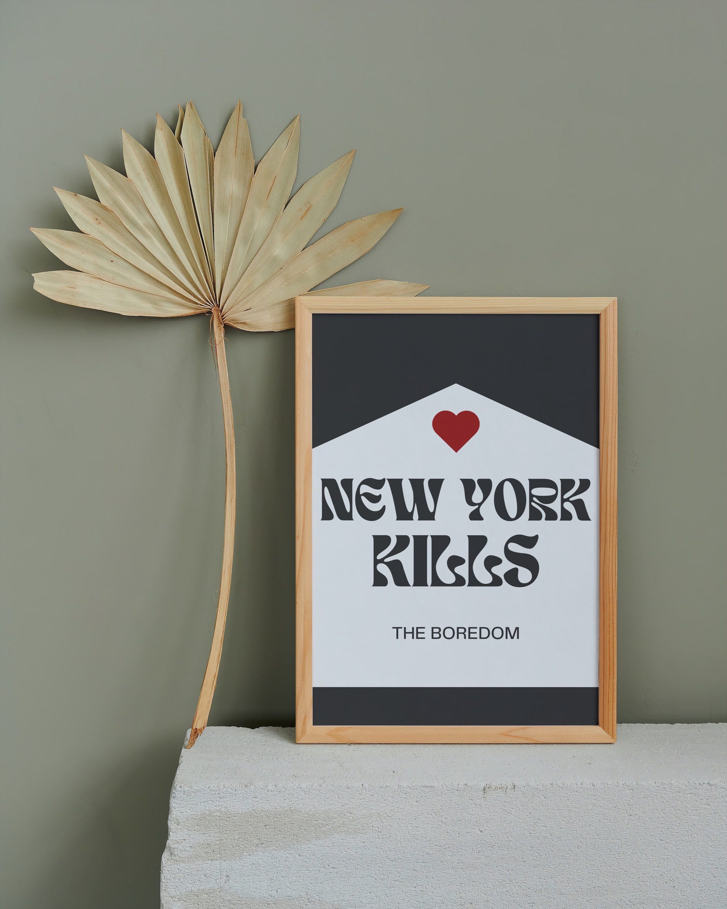 New York Kills the Boredom Poster, Bar Cart Wall Art, Vintage Marlboro ...