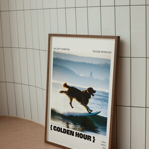 Dog Surfing Art Print: Retro Coastal Wall Decor (digital Download) - Etsy