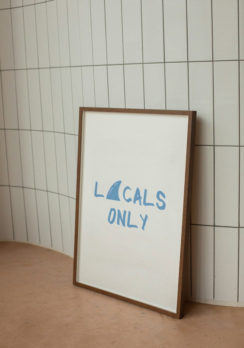 Locals Only Shark Fin Print: Coastal Beach House Decor (digital ...