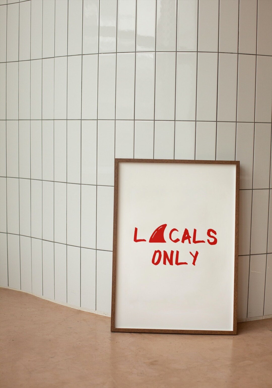 Locals Only Shark Fin Print, Coastal Decor, Funny Ocean Wall Art ...