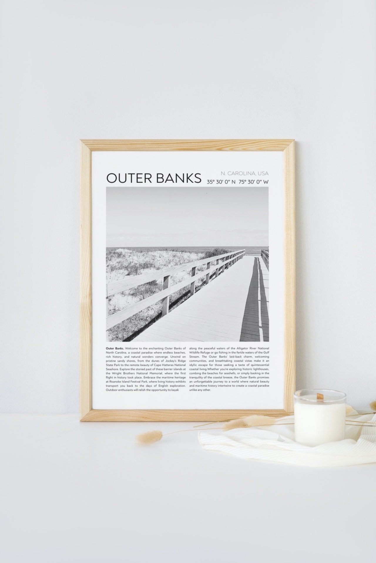 Outer Banks Black and White Digital Print, Vintage Wall Art, Travel ...