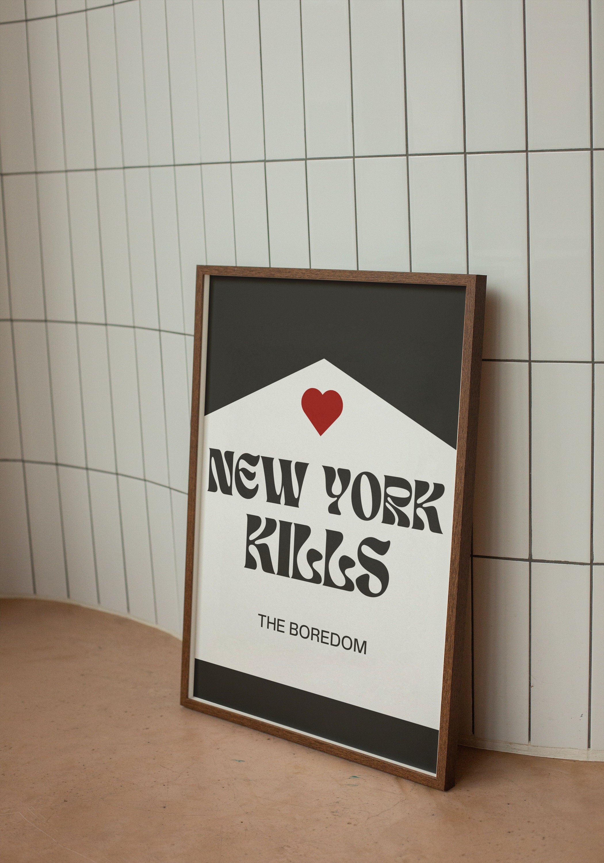 New York Kills the Boredom Poster, Bar Cart Wall Art, Vintage Marlboro ...