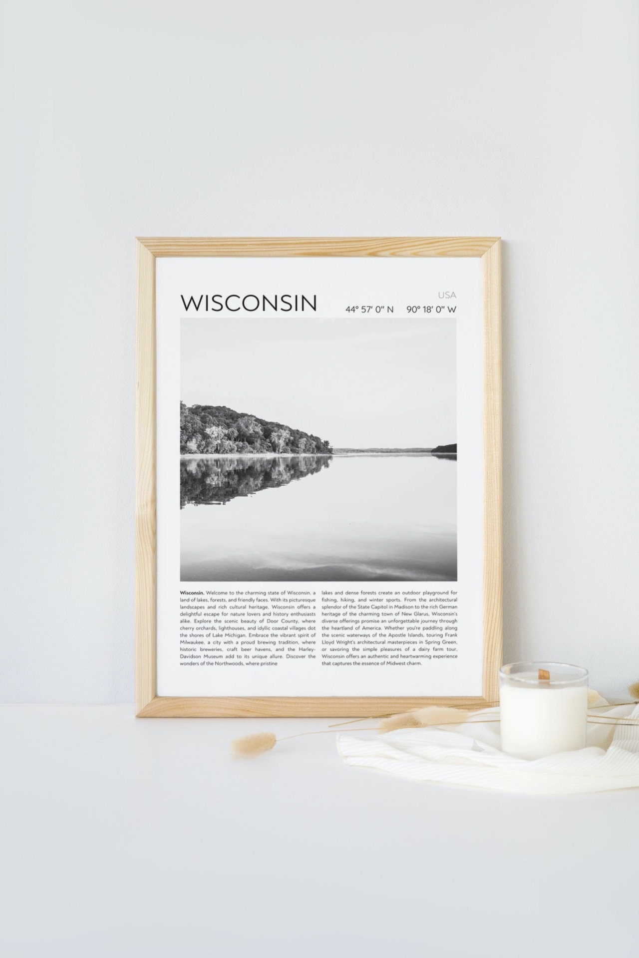 Wisconsin Black and White Digital Print, Vintage Wall Art, Travel Black ...