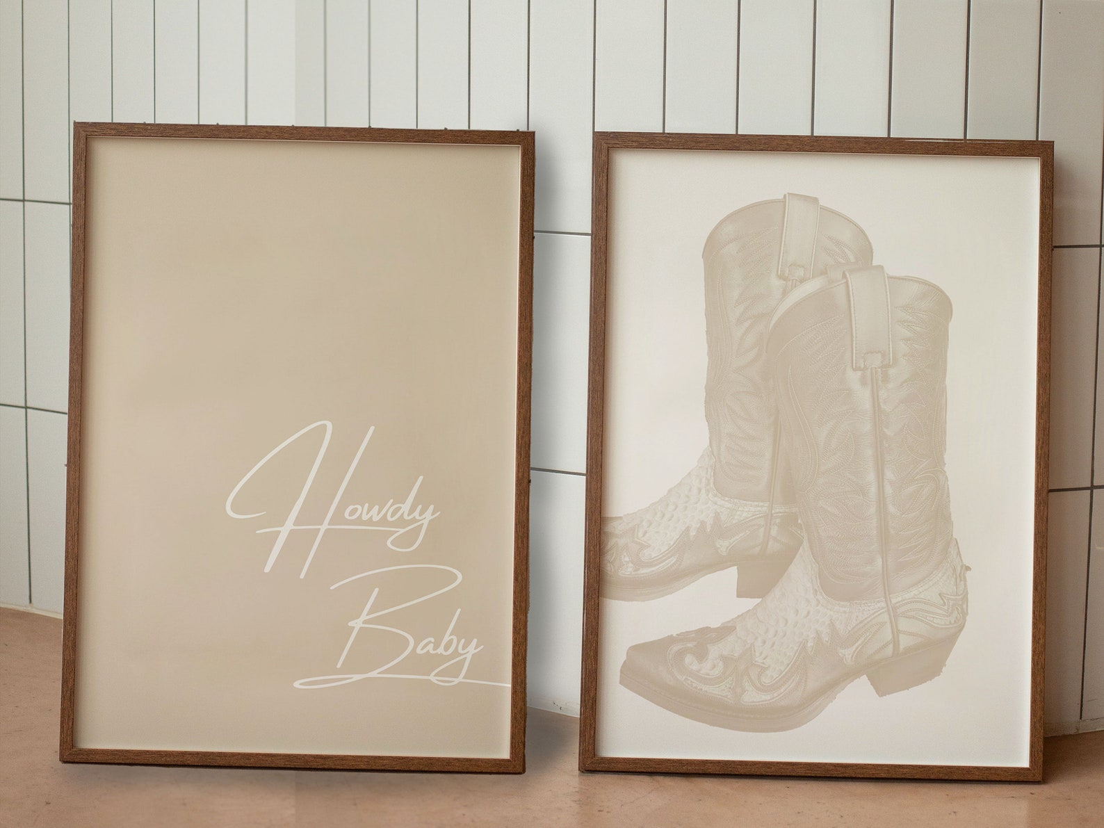 Cowgirl Beige Prints Set of 2 Beige Posters Gallery Wall Art - Etsy