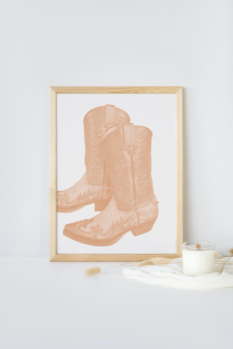 Cowgirl Boots Print Set, Burnt Orange Western Decor (digital Download ...