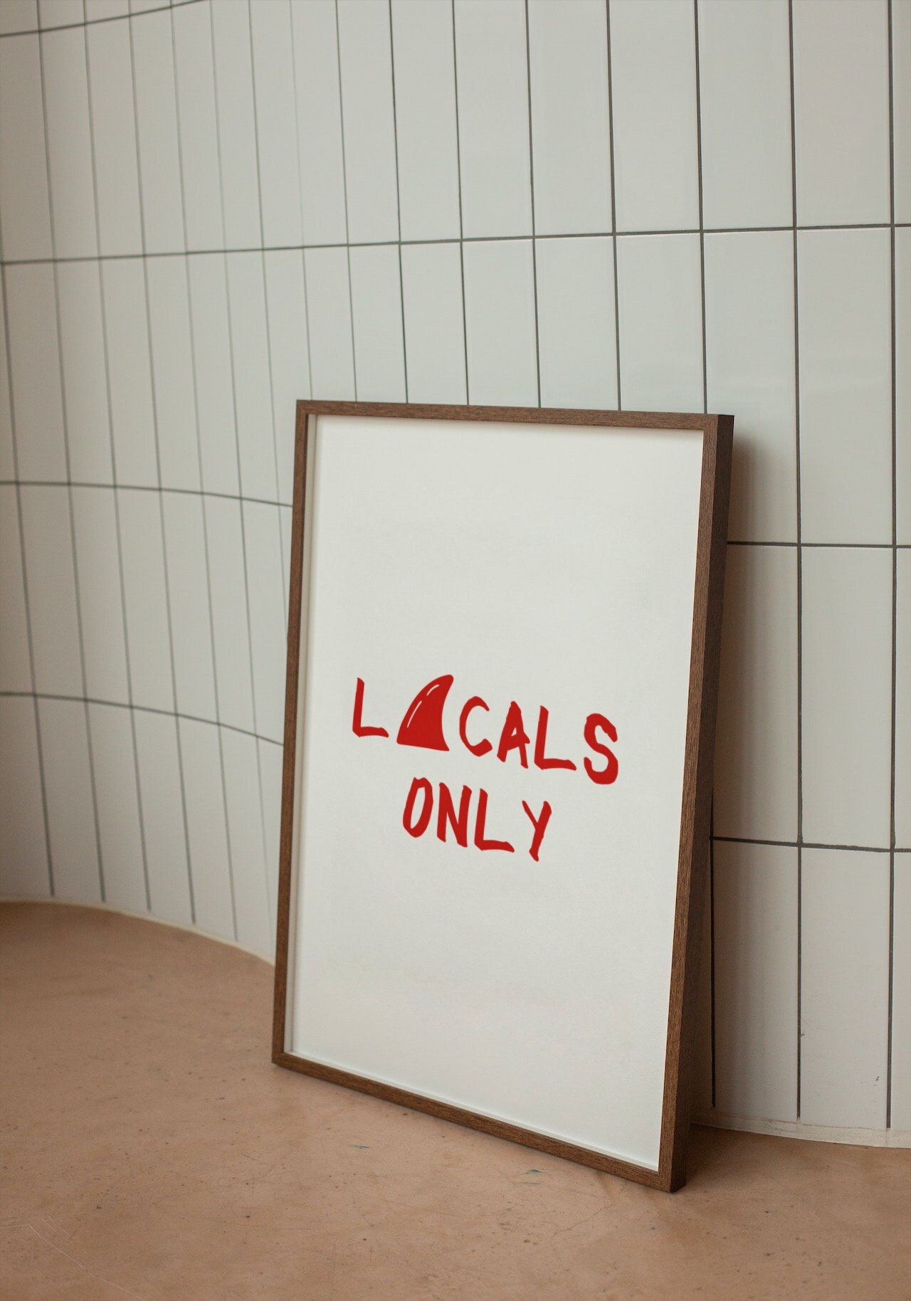 Locals Only Shark Fin Print, Coastal Decor, Funny Ocean Wall Art ...