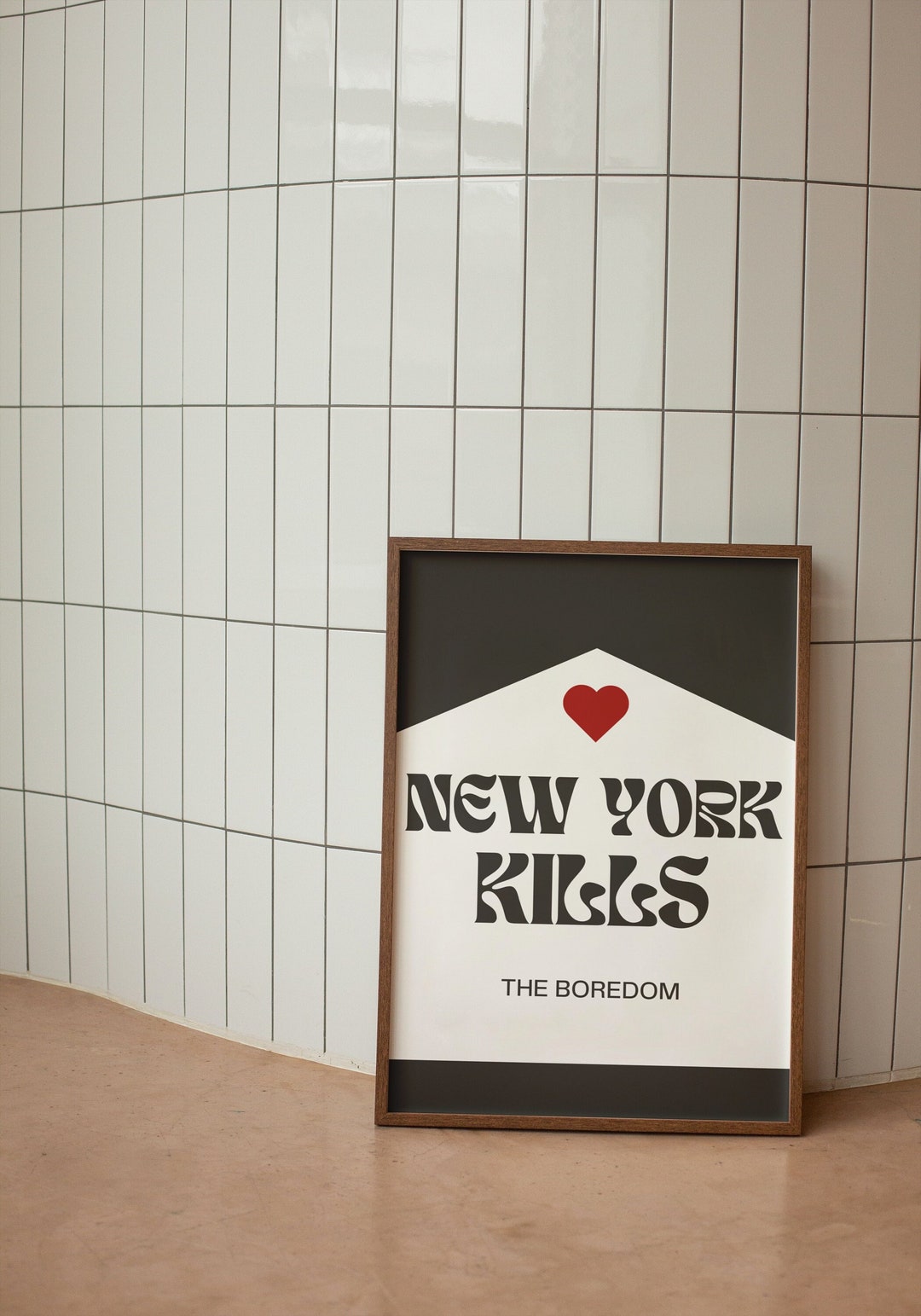 New York Kills the Boredom Poster, Bar Cart Wall Art, Vintage Marlboro ...