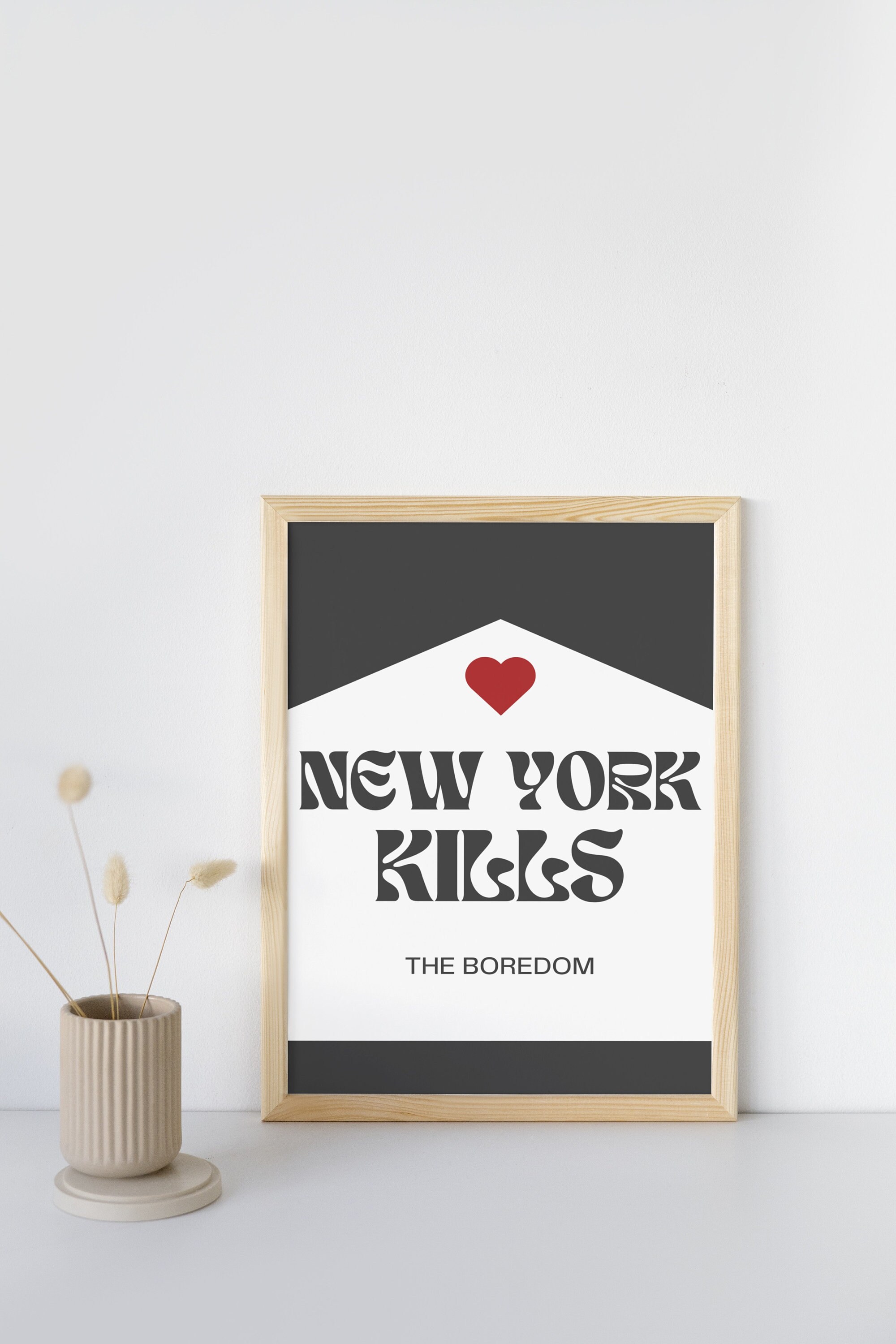 New York Kills the Boredom Poster, Bar Cart Wall Art, Vintage Marlboro ...