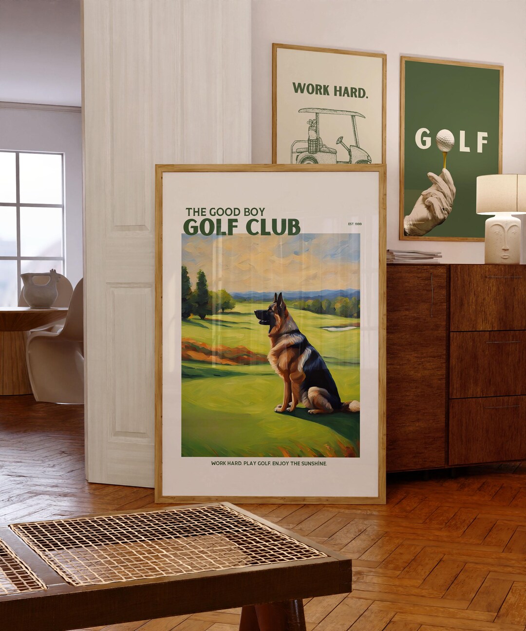 German Shepherd Golf Print: 'good Boy Golf Club' Impasto Art (digital ...