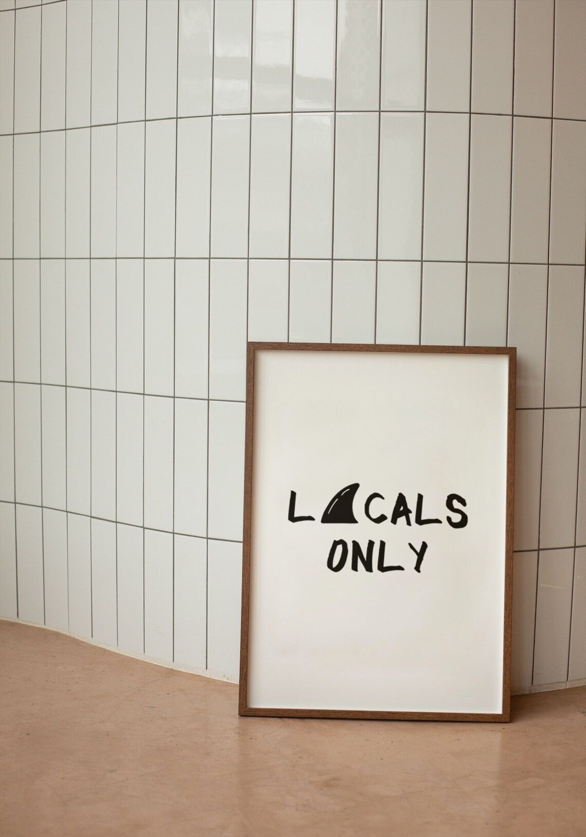 Locals Only Shark Fin Print, Coastal Decor, Funny Ocean Wall Art ...