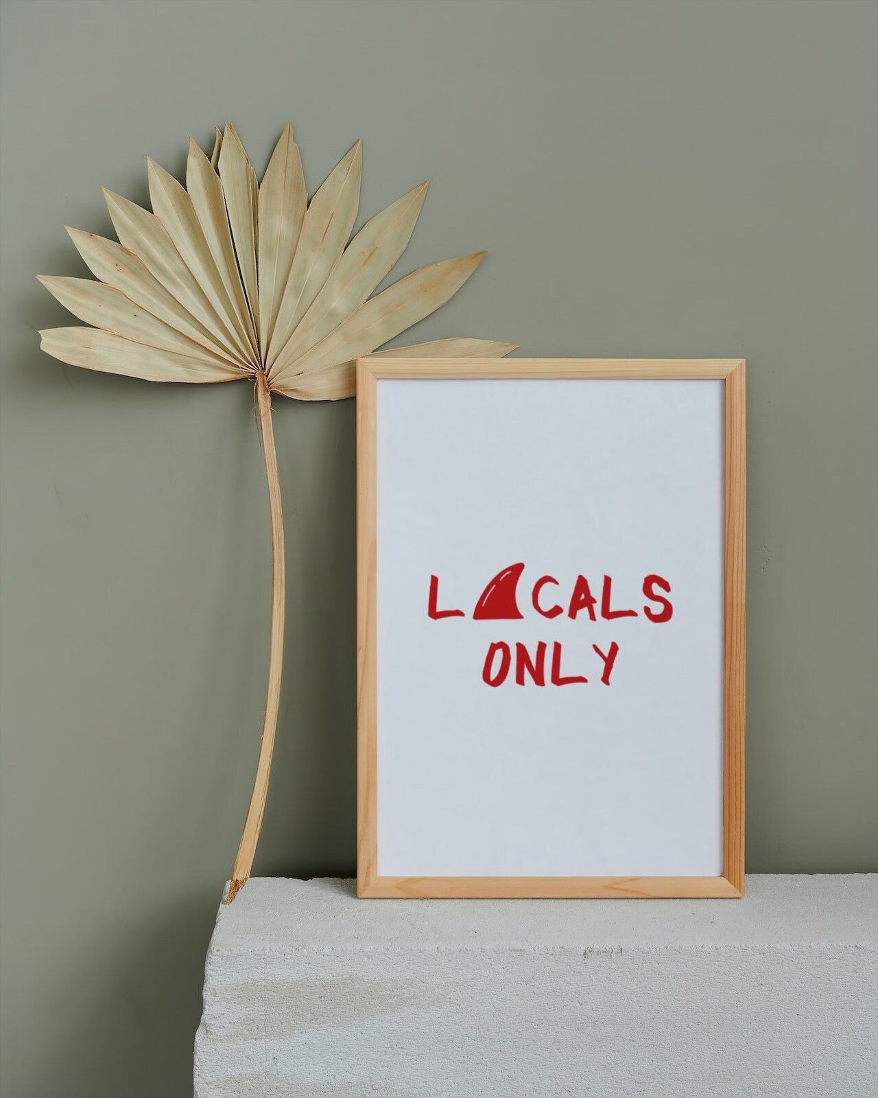 Locals Only Shark Fin Print, Coastal Decor, Funny Ocean Wall Art ...