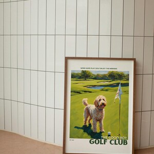 Golden Doodle Good Boy Golf Club Print: Impasto Style Dog Lover Gift ...